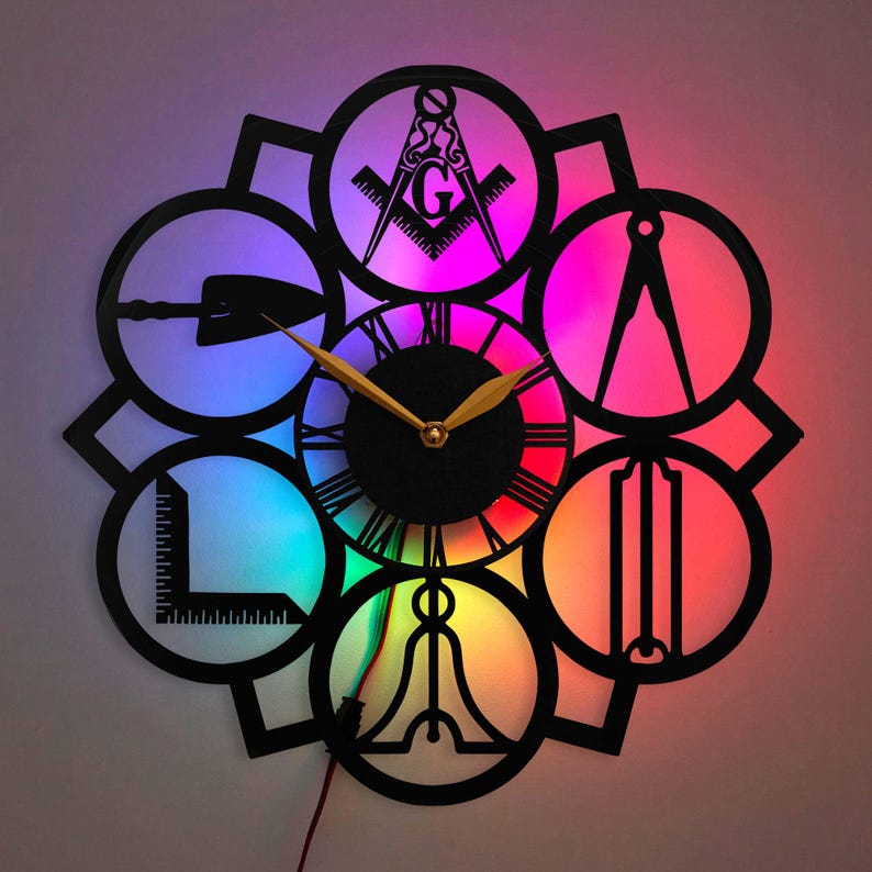 Masonic Wall Clock, Freemason Symbol Clock, Mason Decor, Freemasonry ...