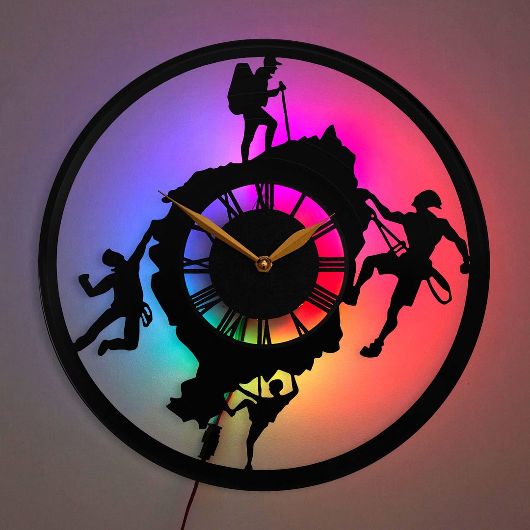Mountain Climbing Wall Clock, Hiking Gift, Rock Climbing Home Decor ...