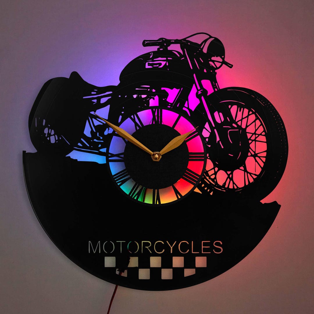 Motorcycle Wall Clock, LED Biker Clock, Motorbike Clock - Etsy
