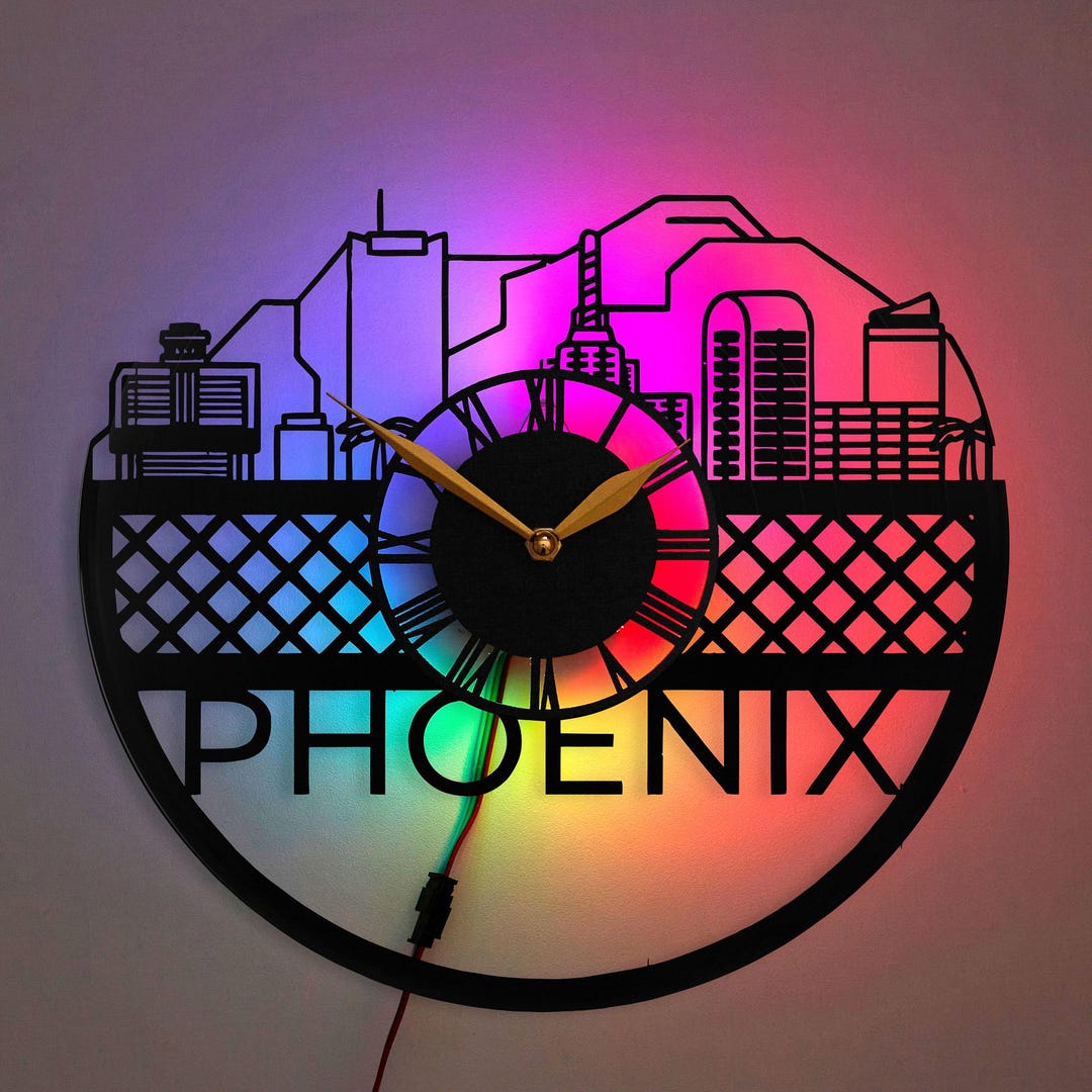 Phoenix Clock, Phoenix Decor, Urban Wall Art, Modern Clock - Etsy