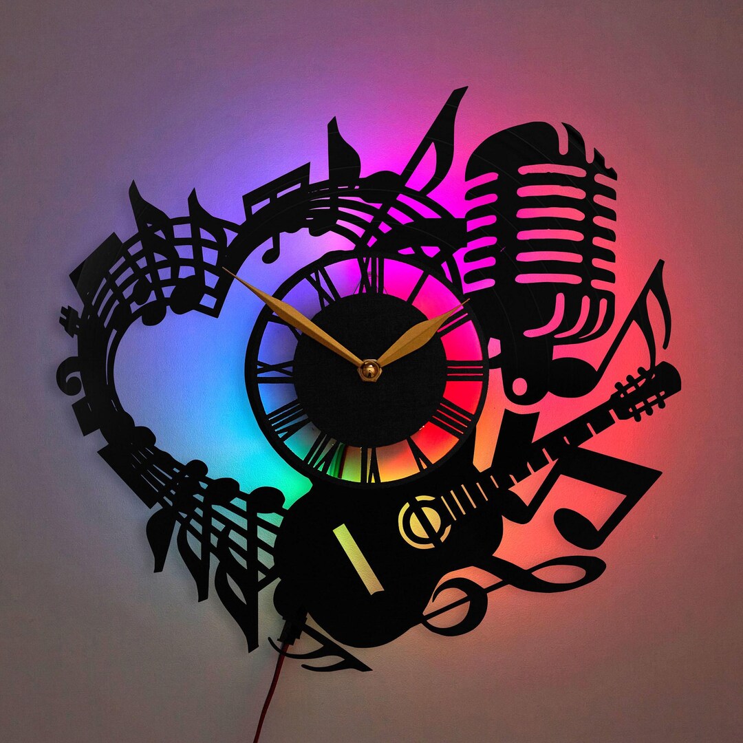 Karaoke Clock, Music Note Clock, Guitar Wall Clock, Microphone Design ...