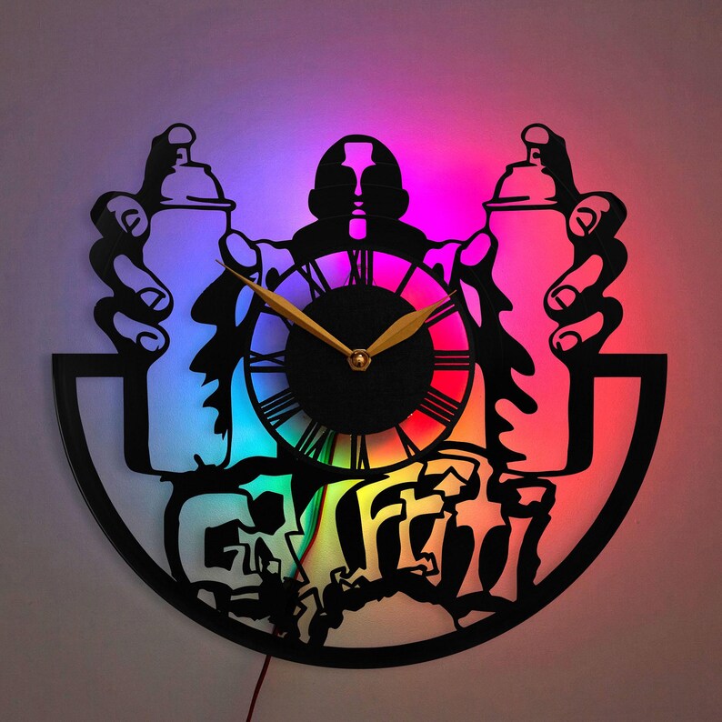 Graffiti Wall Clock, Graffiti Clock, Street Art Clock, Urban Decor, Hip ...
