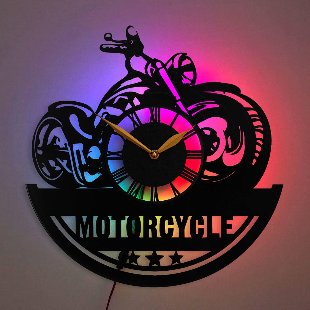 Motorcycle Wall Clock, Biker Clock, Motorbike for Wall, Bike, Chopper ...