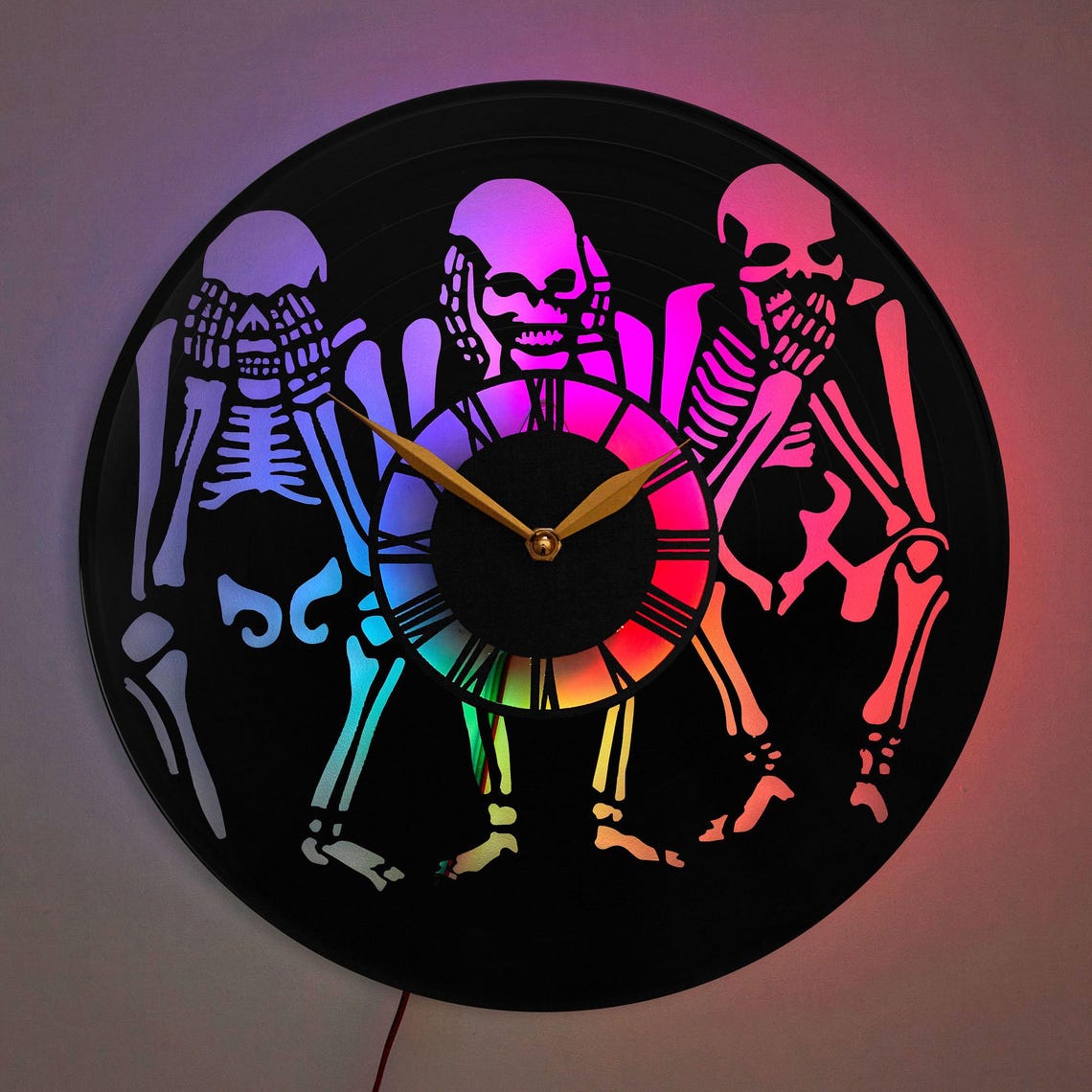 Skeleton Clock, Skeleton Decor, Halloween Themed Clock, Skeleton Decor ...