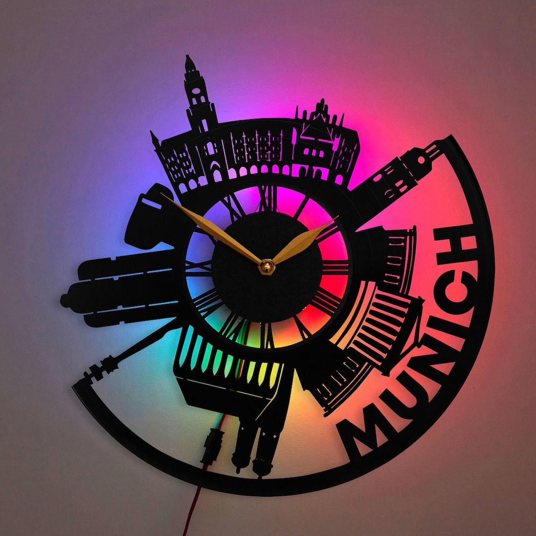 Munich Clock, Munich Landmarks Clock, Munich Decor, Urban Wall Clock ...
