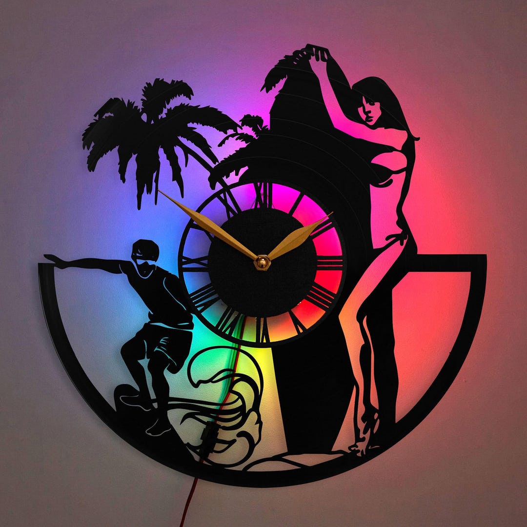 Surfing Clock, Beach Clock, Tropical Decor, Summer Clock, Summer Decor ...