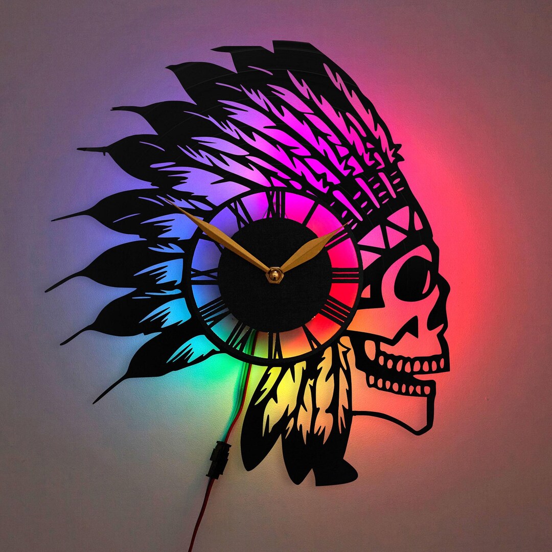 Skeleton Clock, Skull Clock, Skeleton Decor, Skull Decor, Native ...