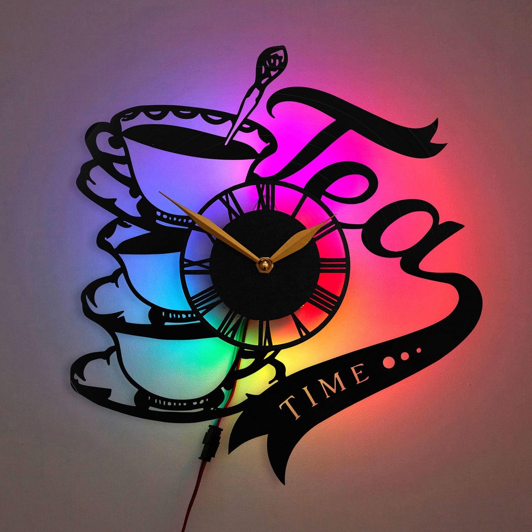 Tea Clock, Tea Decor, Tea Time Clock, Tea Lover Gift, Tea Time Decor ...