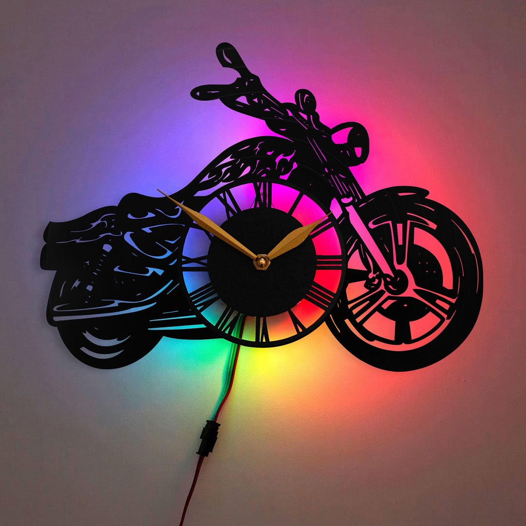 Motorcycle Wall Clock, Motorcycle Decor, Motorcycle Gift, Biker Decor ...