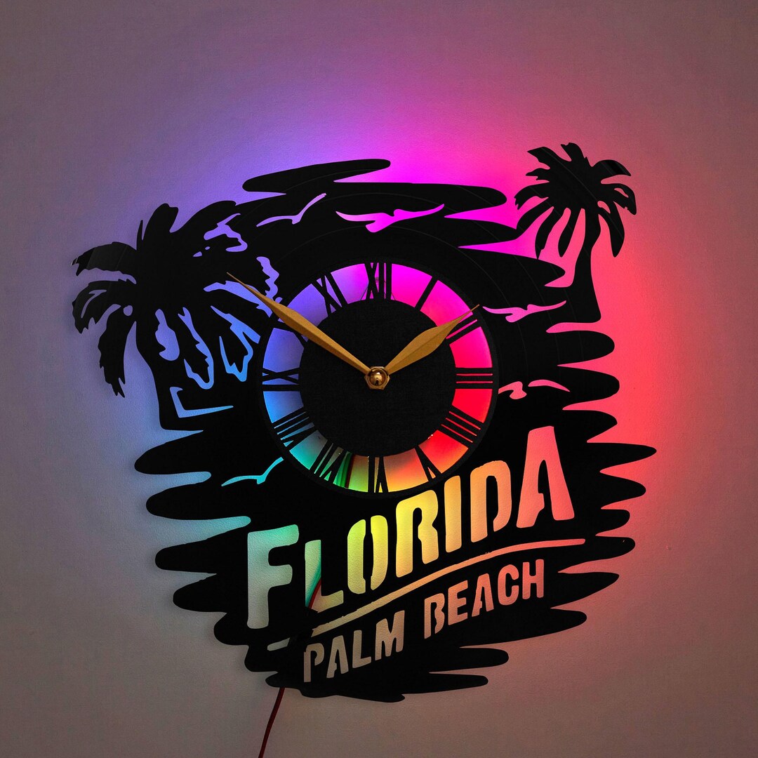 Florida Clock, Palm Beach, Florida Palm Beach Wall Clock, Tropical ...