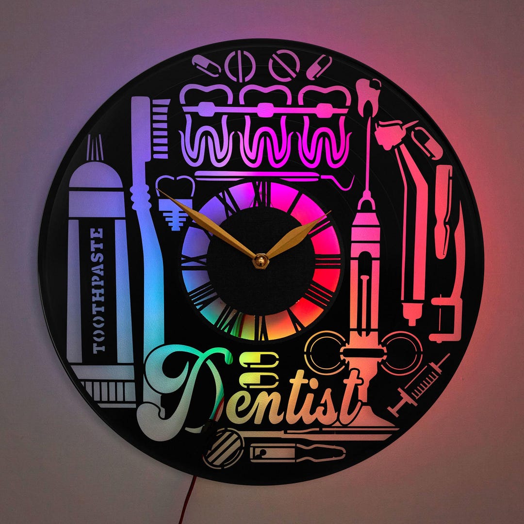 Dentist Wall Clock, Dentist Clock, Dental Themed Clock, Toothbrush ...