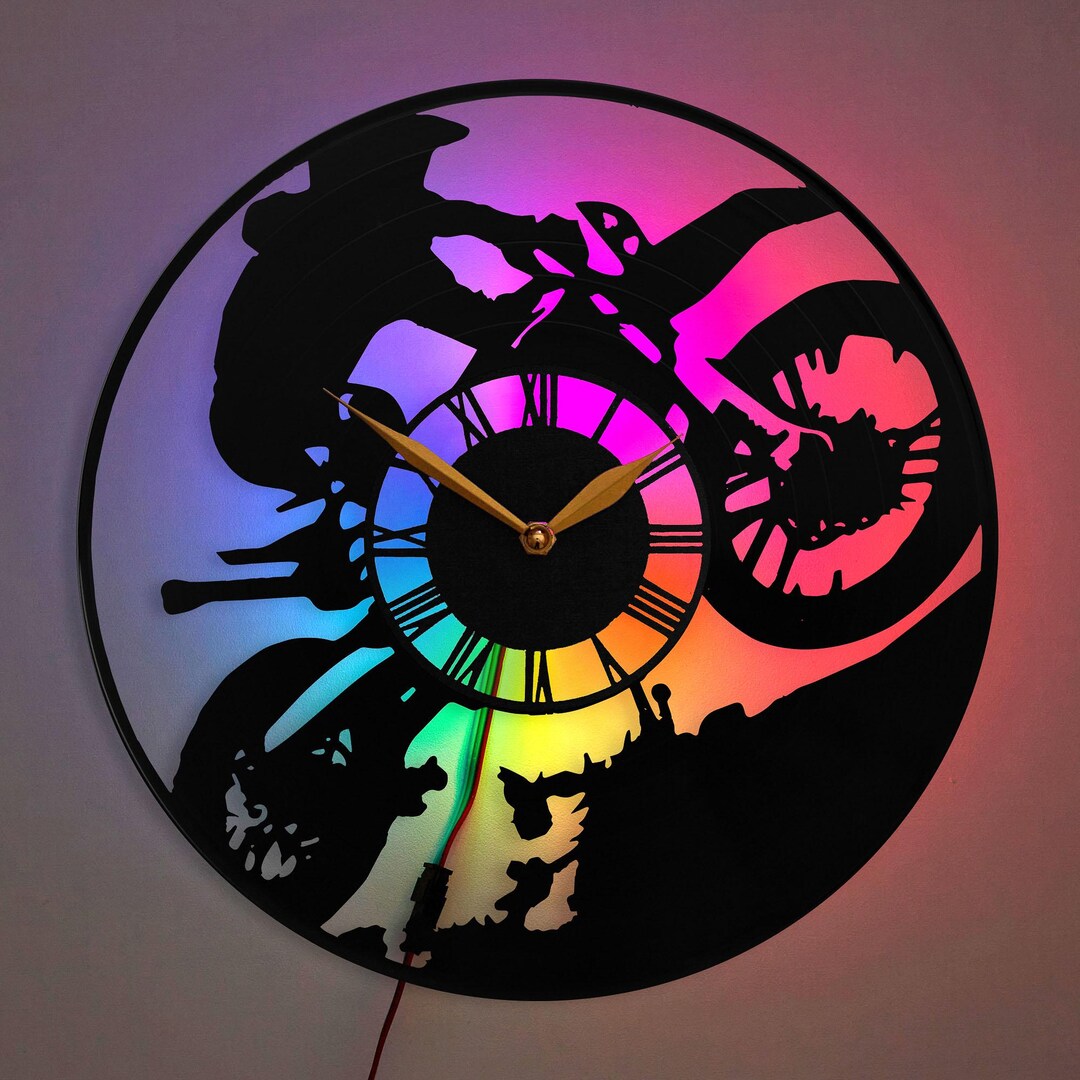 Dirtbike Clock, Motocross Wall Clock, Motorcycle Racing Clock, Extreme ...