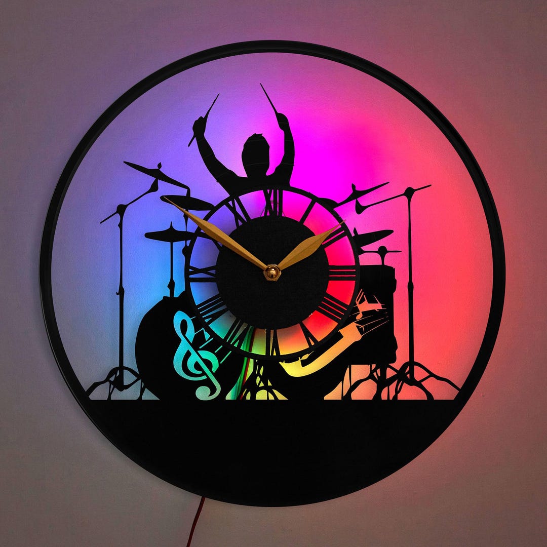 Drum Clock, Drum Decor, Drummer Wall Clock, Musician Gift Clock, Music ...