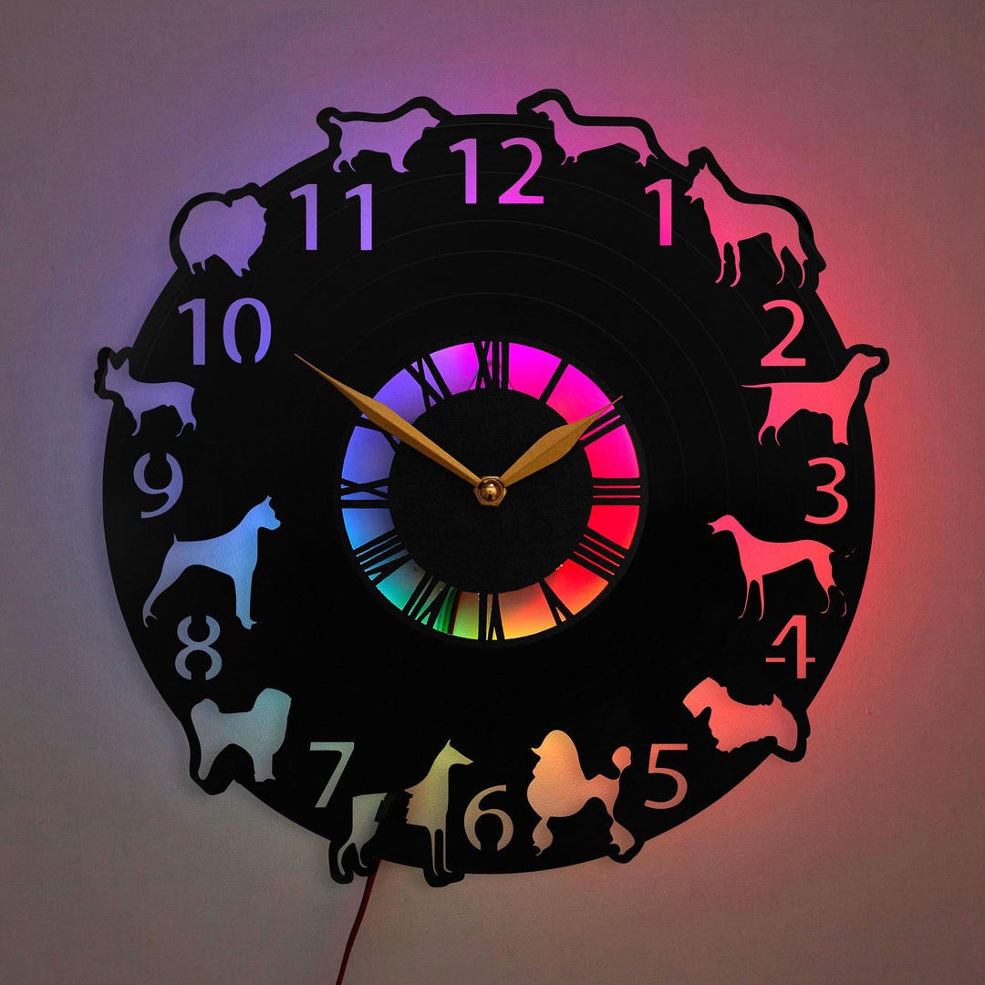 Dogs Clock, Dogs Gift, Dog Breed Wall Clock, Pet Lover Gift Clock ...