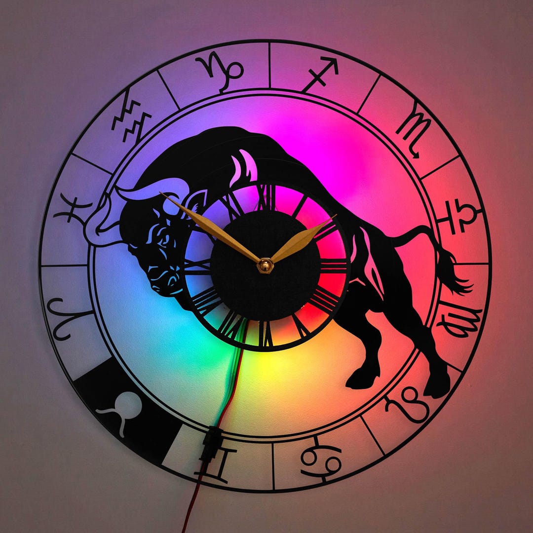 Taurus Clock, Zodiac Clock, Astrology Clock, Bull Clock, Horoscope ...