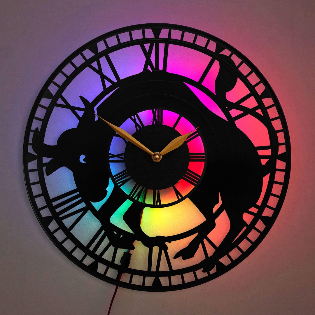 Taurus Wall Clock, Bull Clock, Animal Wall Clock, Bull Home Decor ...