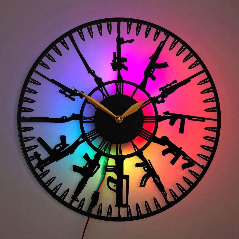 Guns Wall Clock, Man Cave Decor Clock, Military Style Wall Clock - Etsy