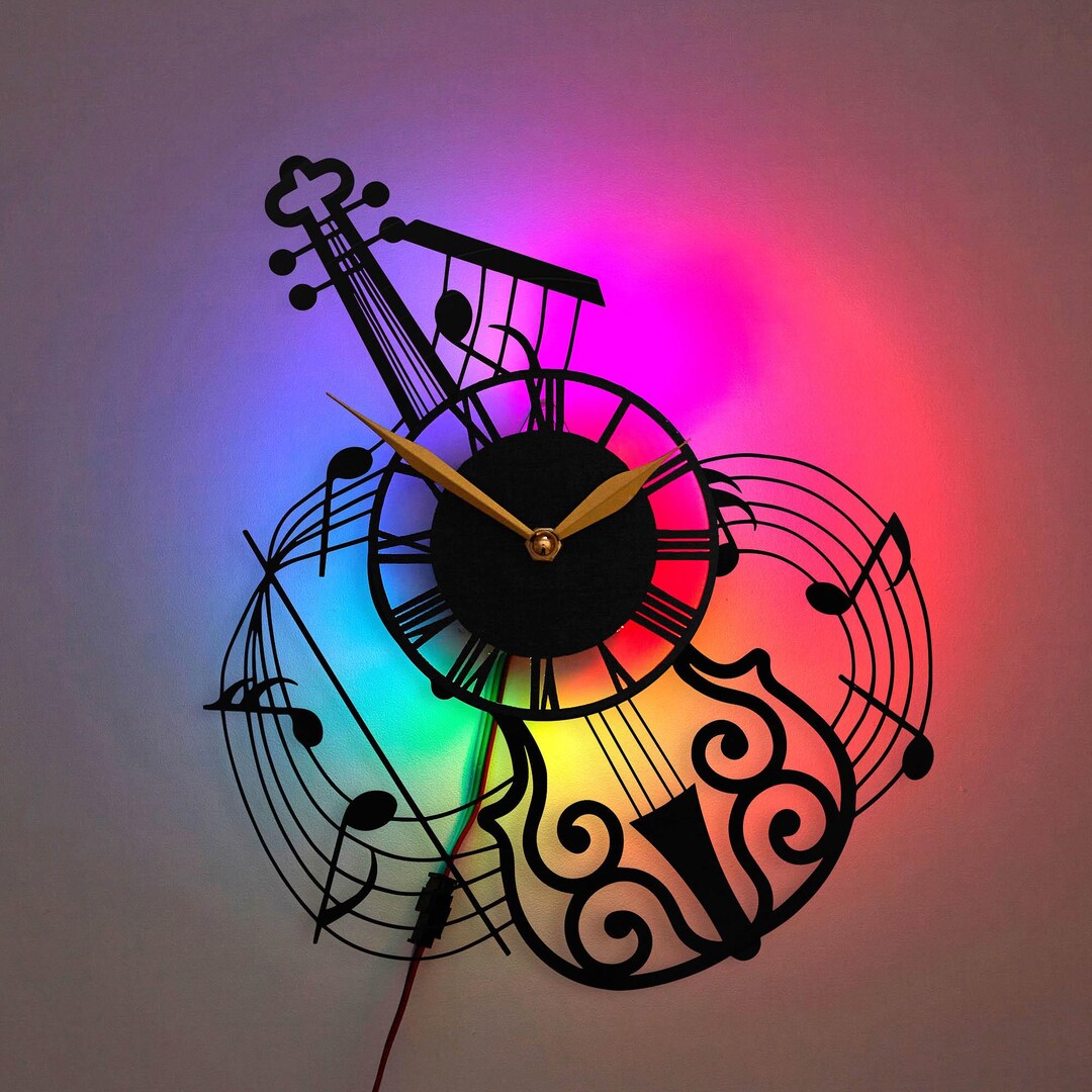 Violin Clock, Musical Wall Decor, Music Note Clock, Gift for Musicians ...
