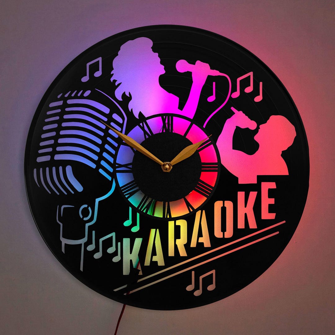 Karaoke Clock, Karaoke Decor, Music Wall Clock, Microphone Design Clock ...