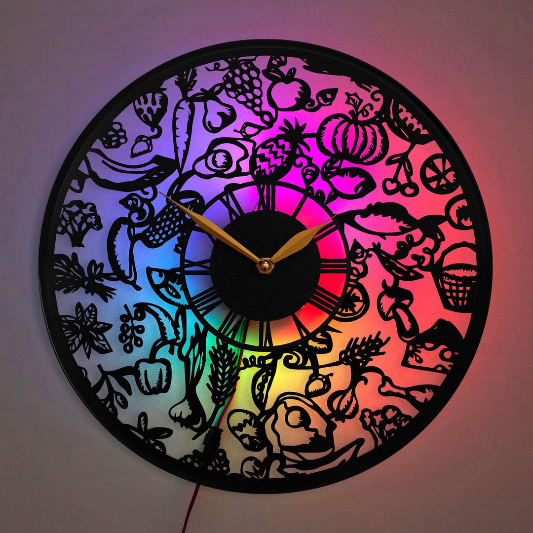 Food Clock, Food Gift, Vegetable Clock, Vegan Clock, Fruit and ...