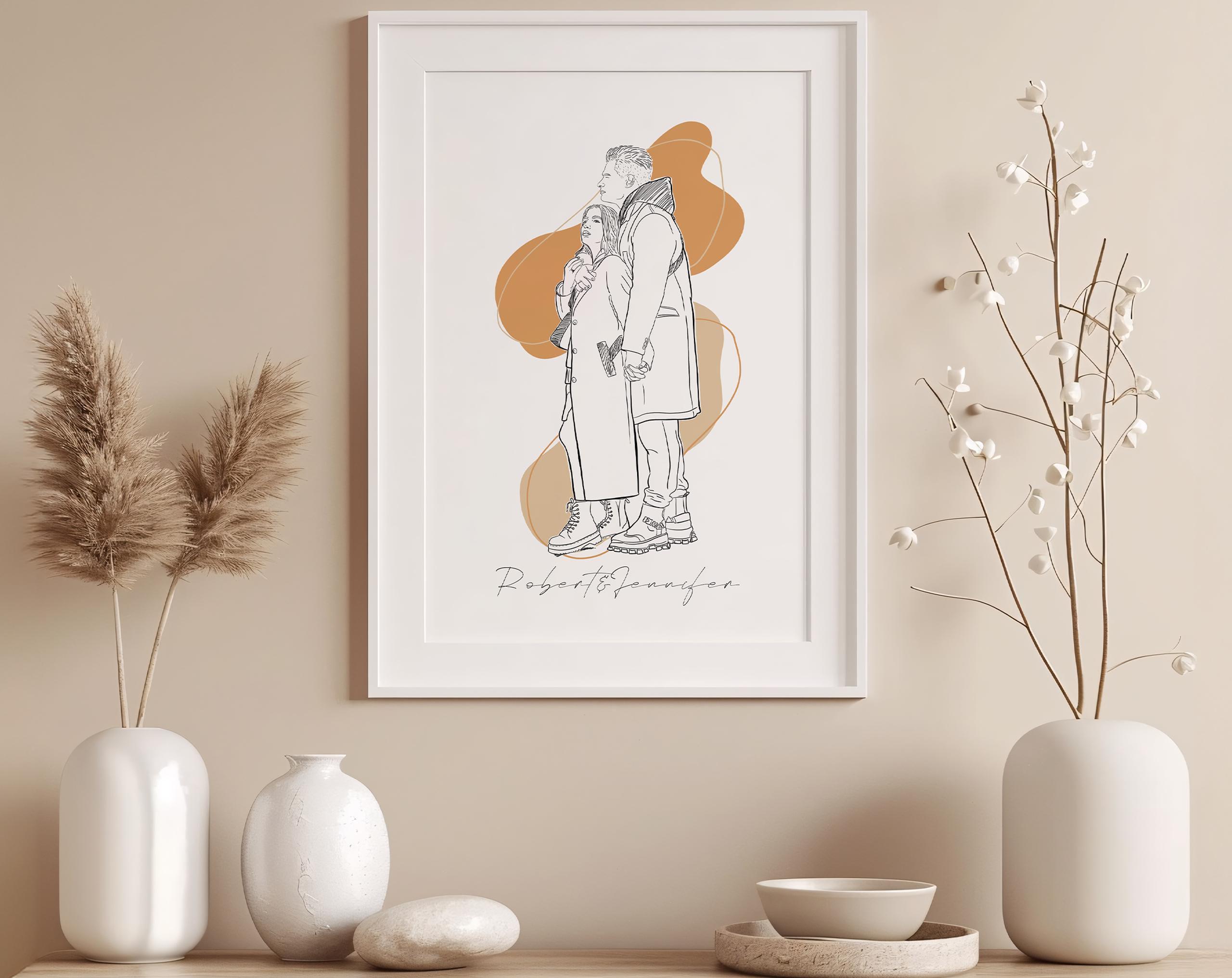Faceless Family Portrait, Custom Drawing From Photo, Minimalist Line ...