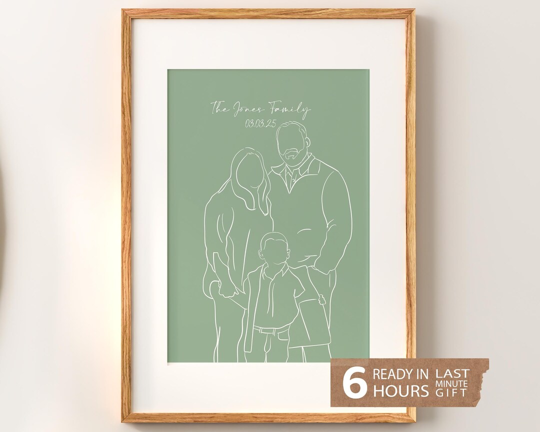 Faceless Line Art Family Portrait, Custom Minimalist Illustration ...
