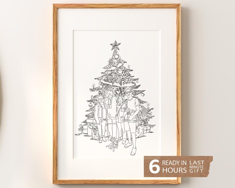 Custom Family Tree Portrait, Personalized Line Art Illustration ...