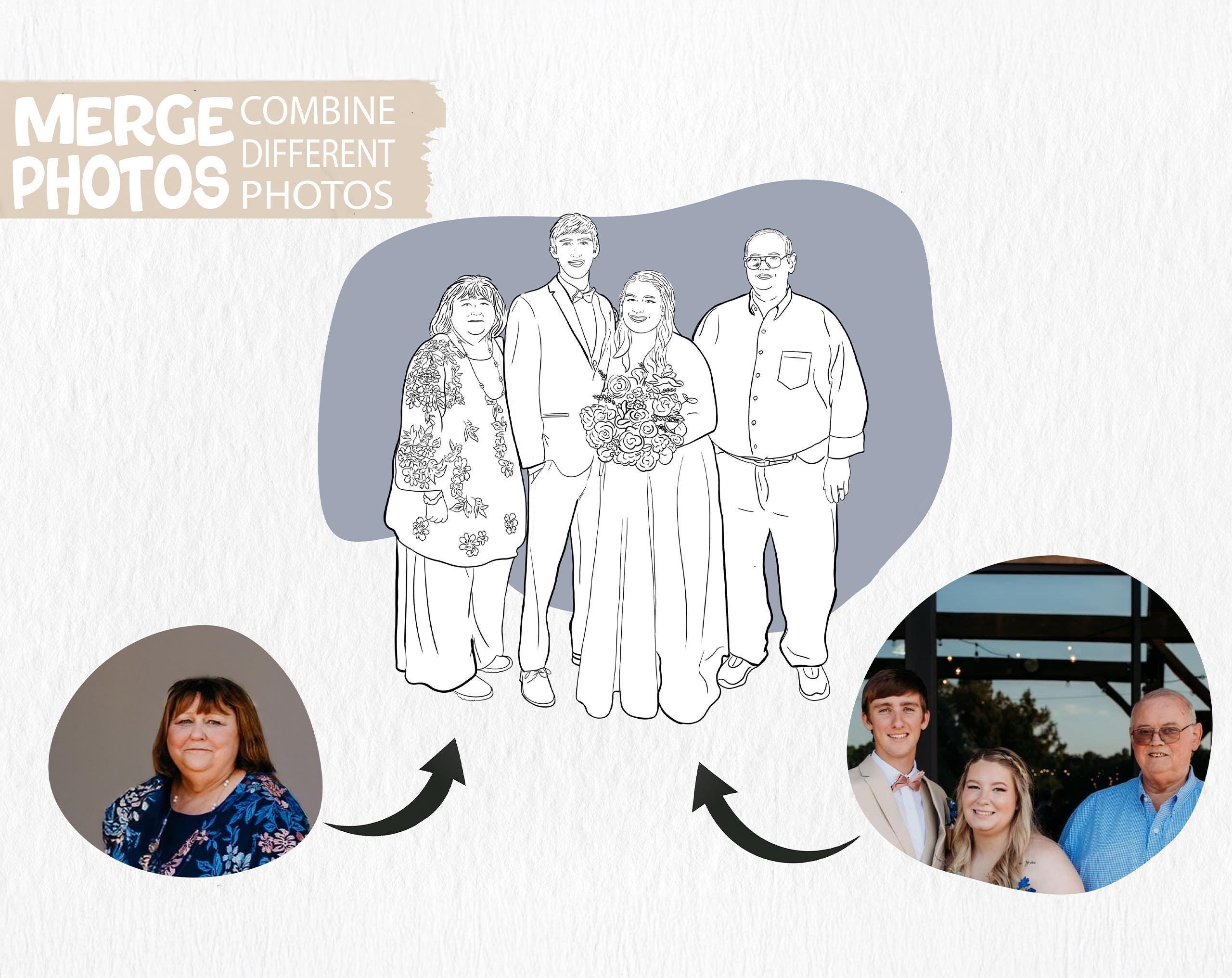 Faceless Family Portrait, Custom Drawing From Photo, Minimalist Line ...
