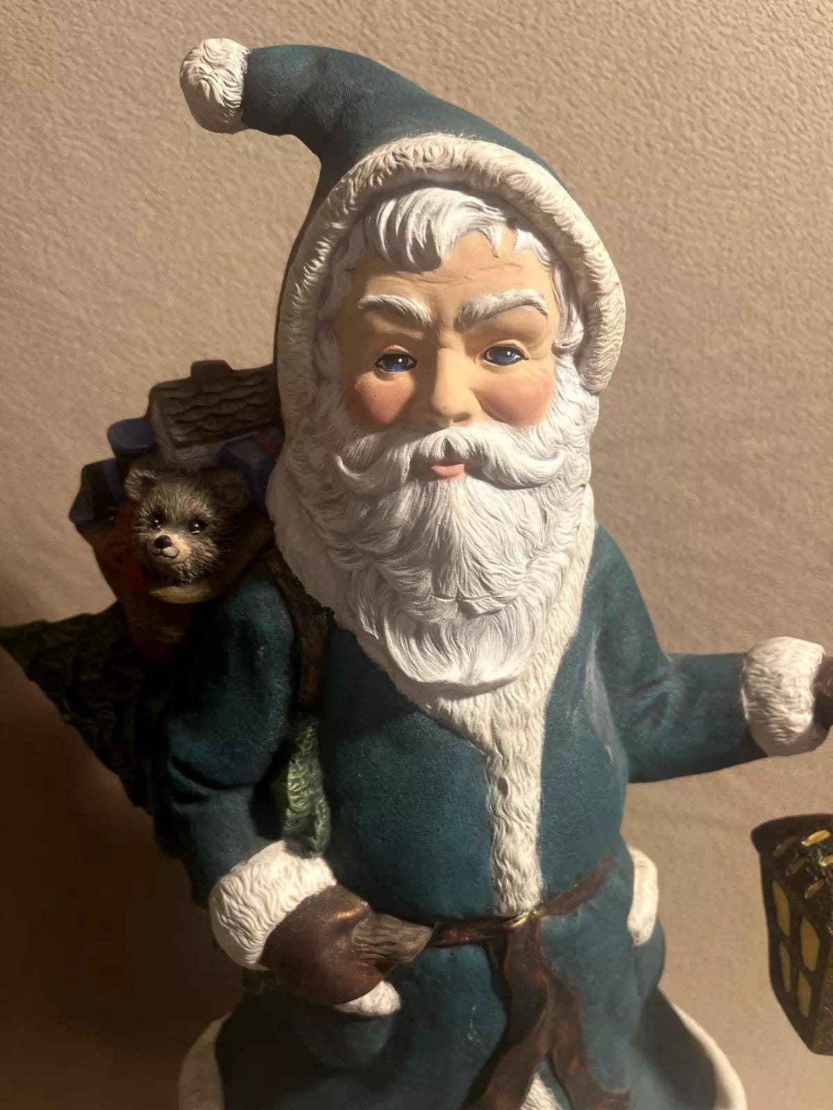 Large Christmas Santa Ceramic Statue 20" Tall Holding Lantern Made 1989 ...
