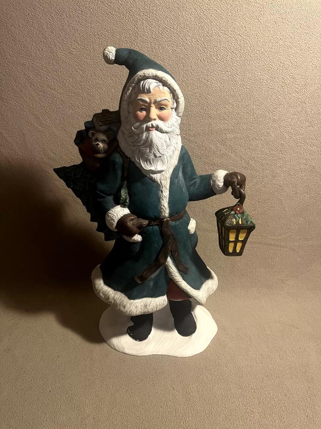 Large Christmas Santa Ceramic Statue 20" Tall Holding Lantern Made 1989 ...