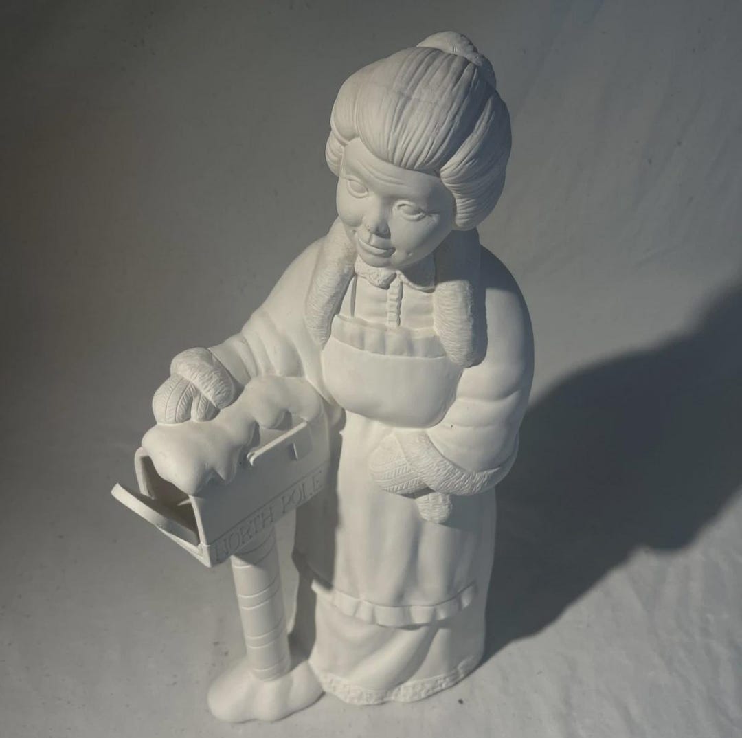 Vintage MRS. CLAUS Standing Ceramic Doll 15" Unpainted Tall Standing at ...