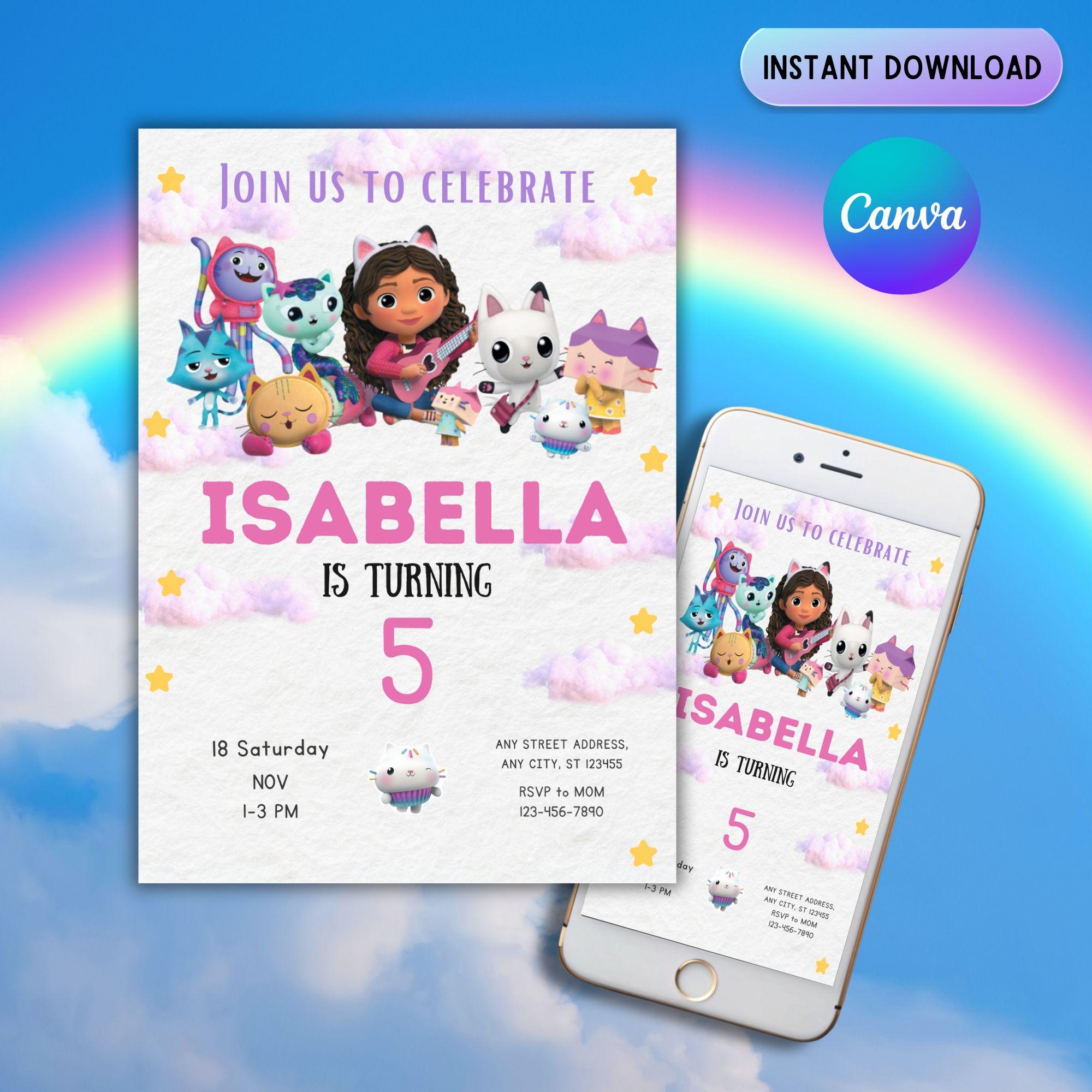 Editable Gabbys Dollhouse Birthday Invitation Template, Printable ...