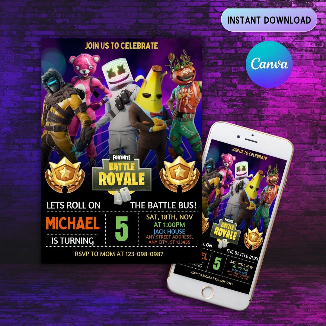 Editable Fort Game Birthday Invitation | Fort Night Birthday Party ...