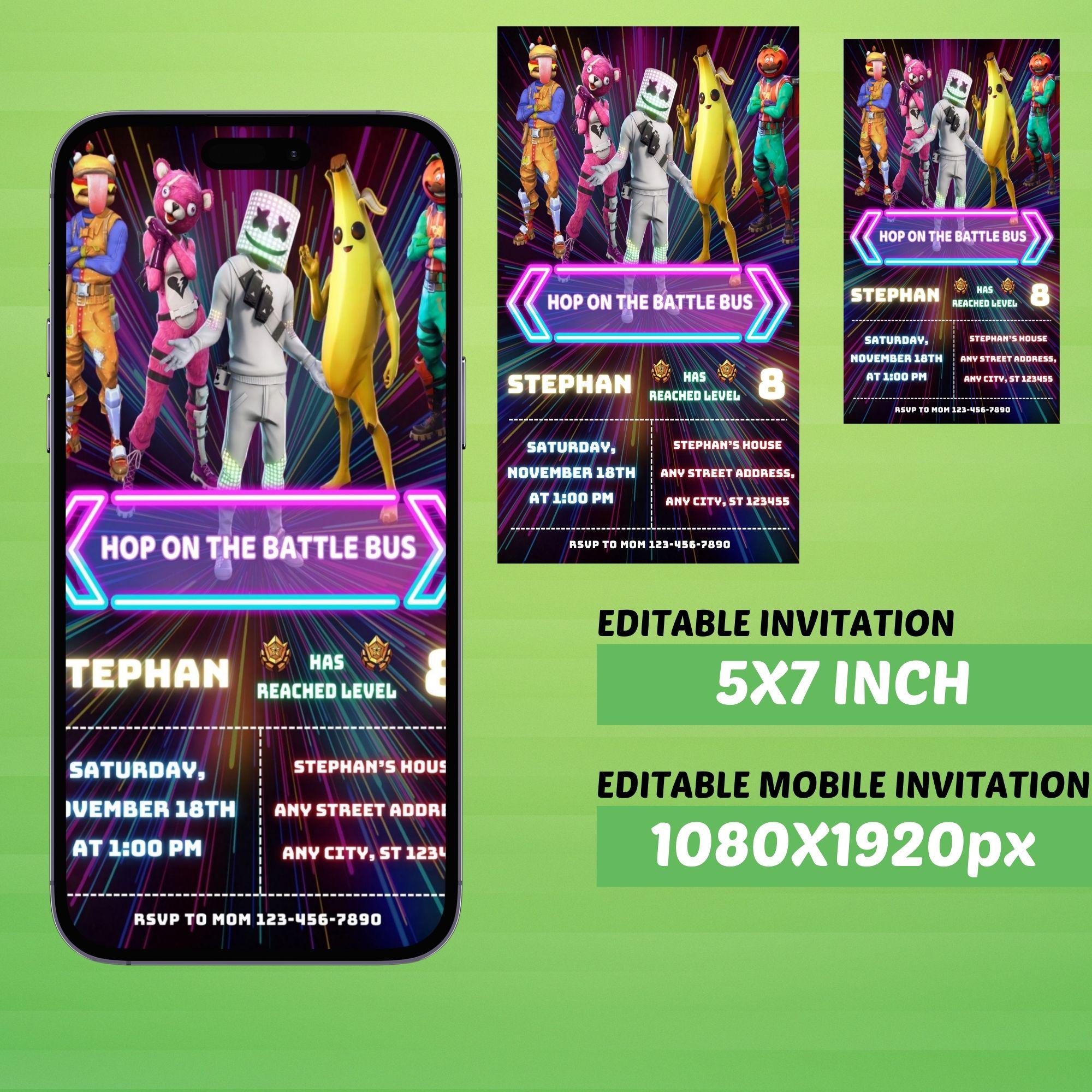 Fortnight Birthday Invitation: Gamer Party, Kids Evite (digital Canva ...