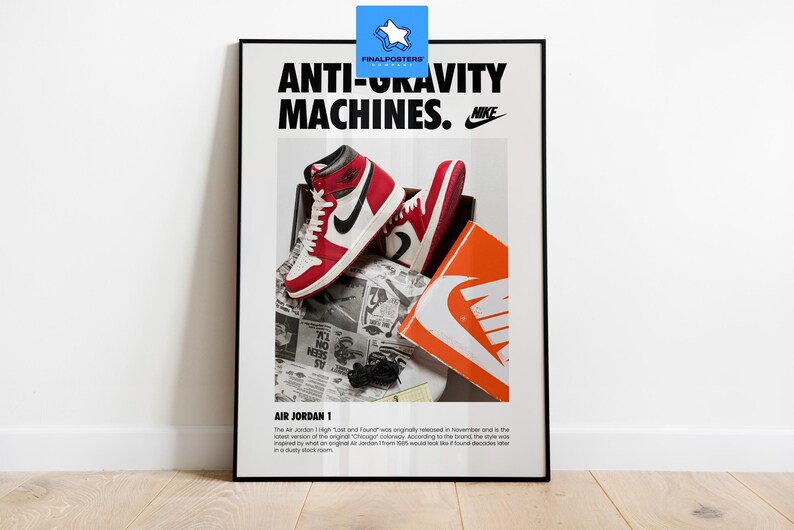 Jordan 1 Retro High Chicago Poster, Vintage Sneaker Poster, Wall Art ...