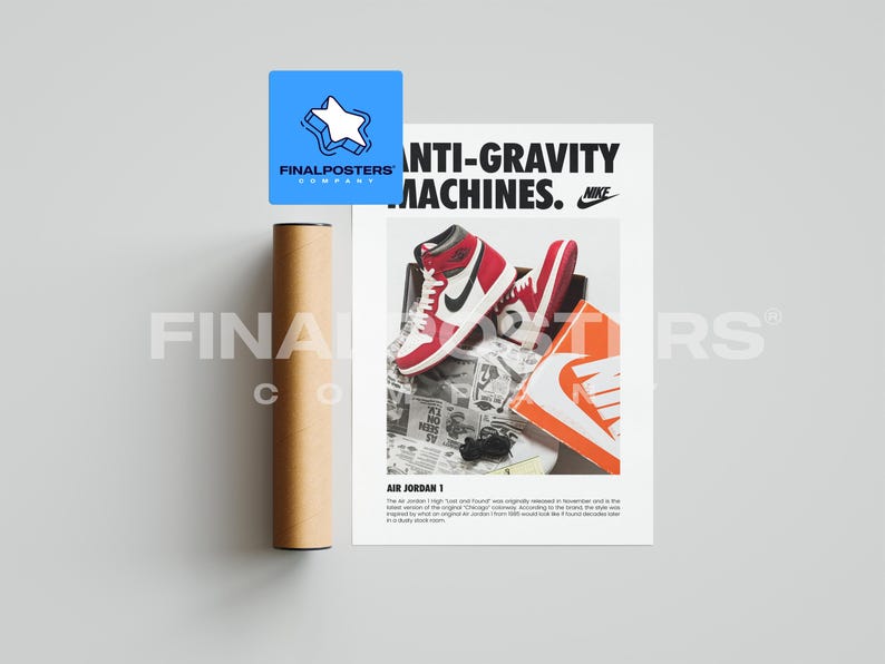 Jordan 1 Retro High Chicago Poster, Vintage Sneaker Poster, Wall Art ...