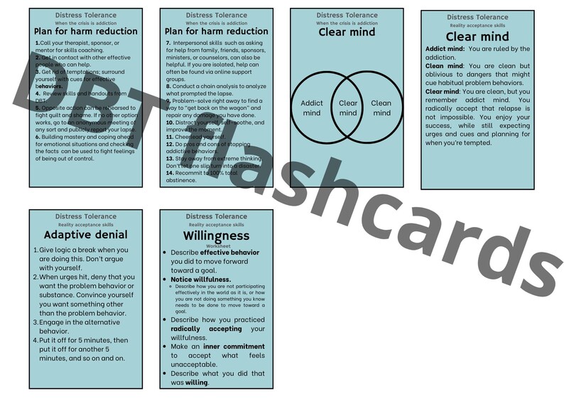 DBT Flashcards: Mindfulness, Distress Tolerance, Emotion Regulation and ...