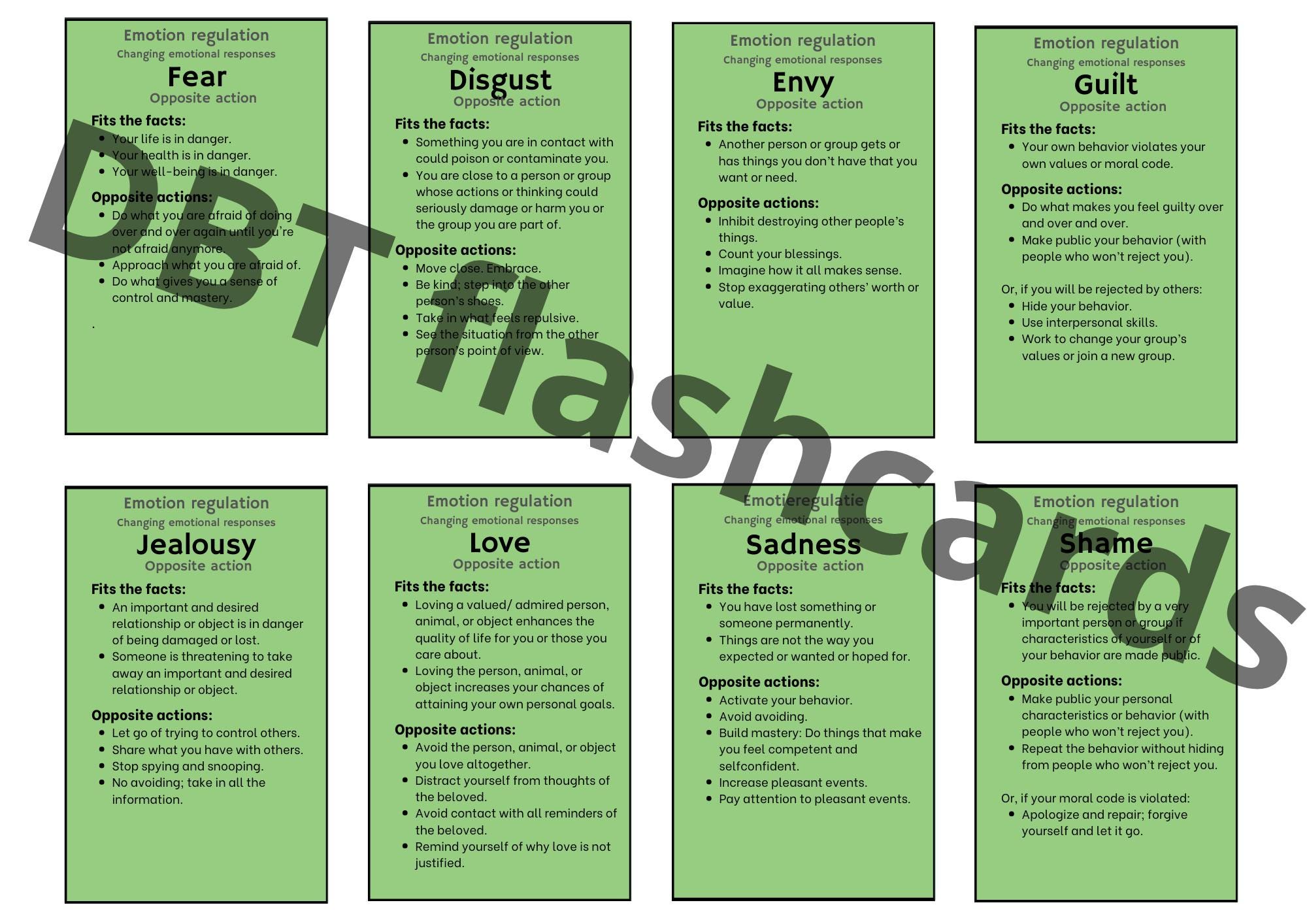DBT Flashcards: Mindfulness, Distress Tolerance, Emotion Regulation and ...