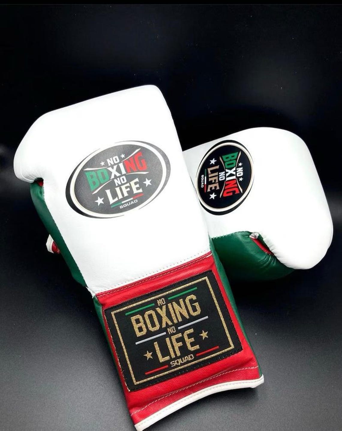 Handmade Boxing Gloves No Boxing No Life Made in Cowhide Leather White ...