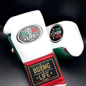 Handmade Boxing Gloves No Boxing No Life Made in Cowhide Leather White ...