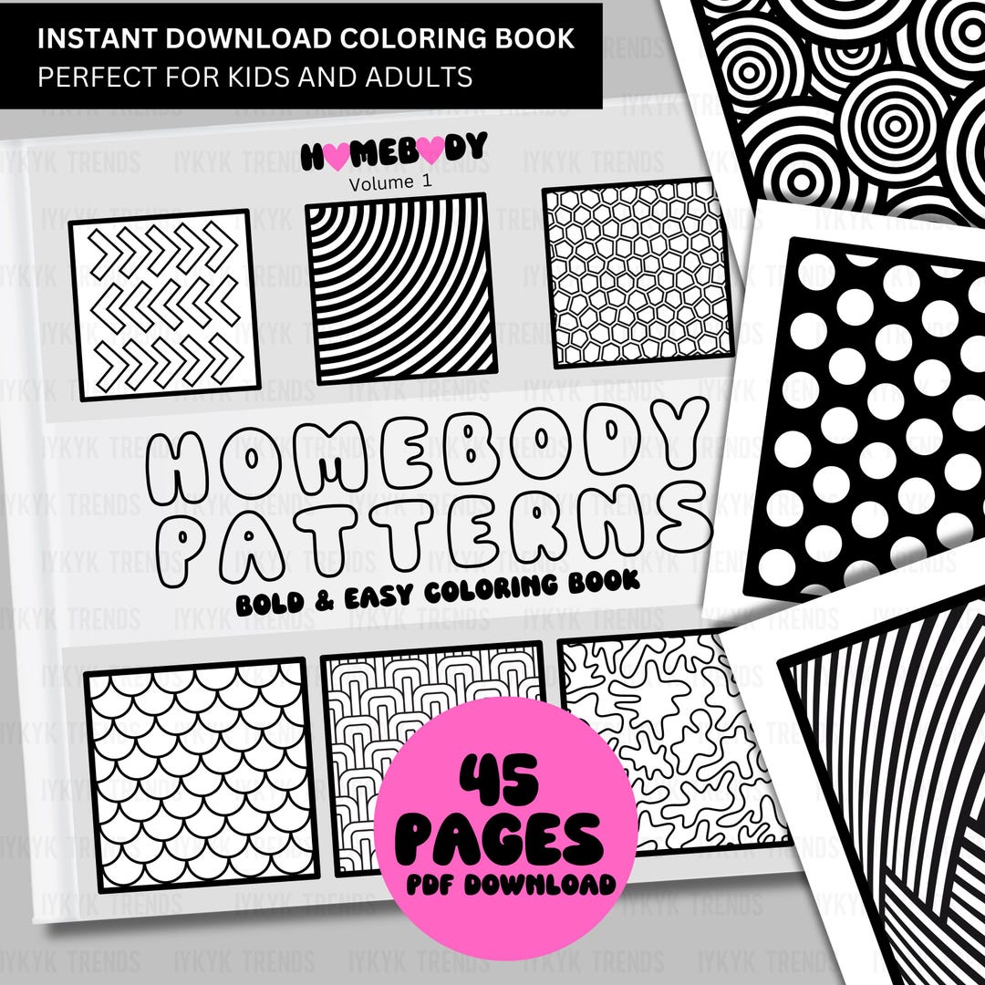 Relaxing Patterns Bold and Easy Adult and Kids Coloring Pages | Digital ...