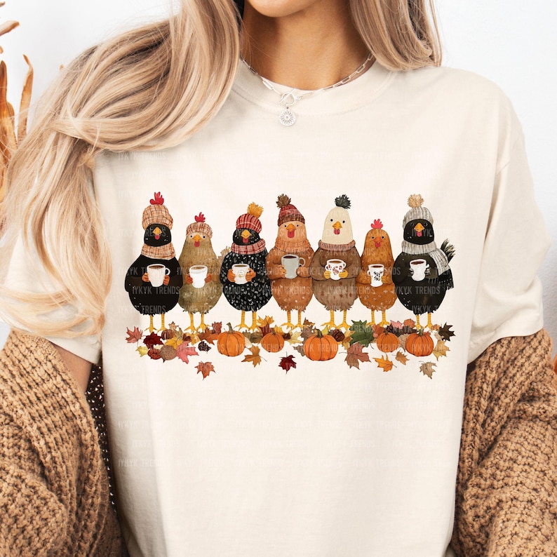 Fall Chickens Shirt PNG | Humorous Fall Chickens | Chicken Lover PNG ...