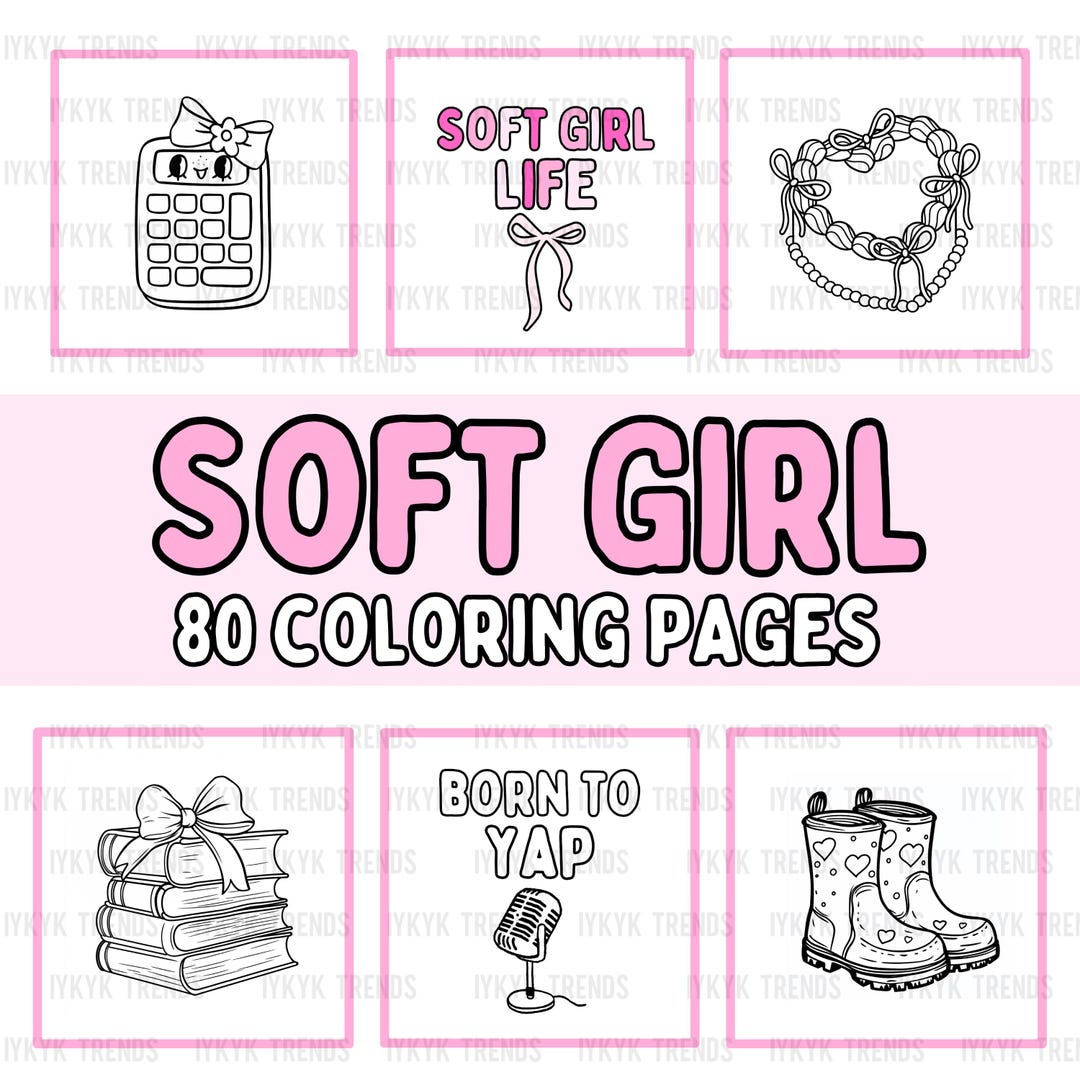 Soft Girl Girly Coloring Pages | Printable PDF Girly Aesthetic Coloring ...