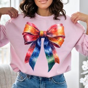 Watercolor Rainbow Coquette Bow Png | Multicolored Bow | Colorful Bow ...