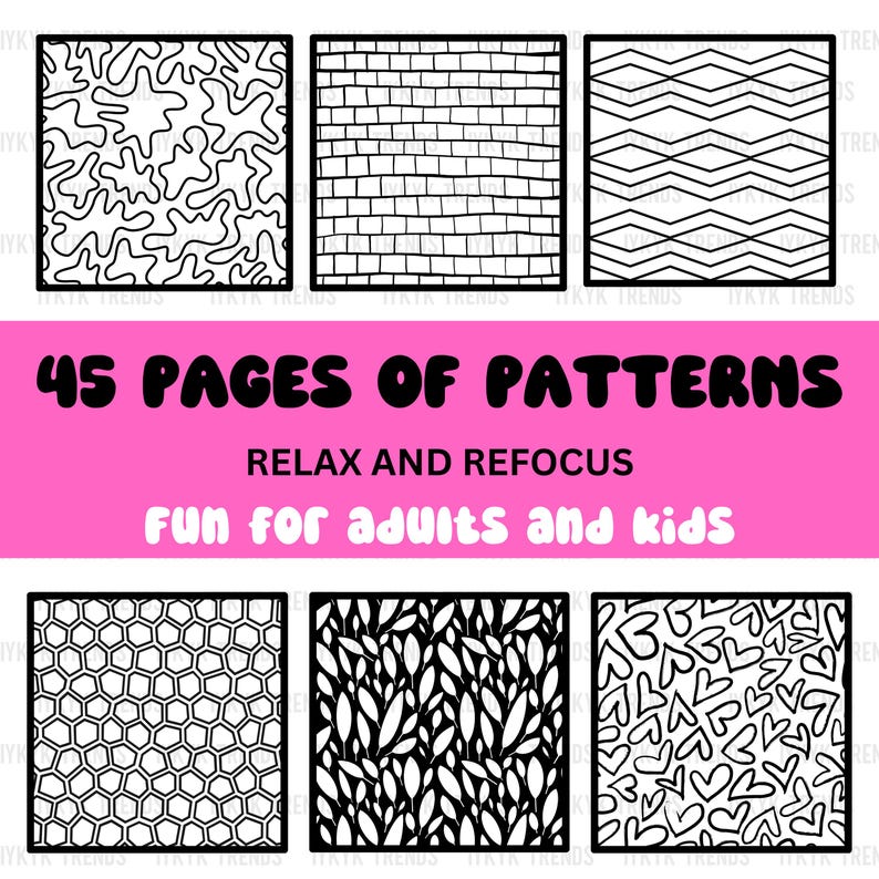 Relaxing Patterns Bold and Easy Adult and Kids Coloring Pages | Digital ...