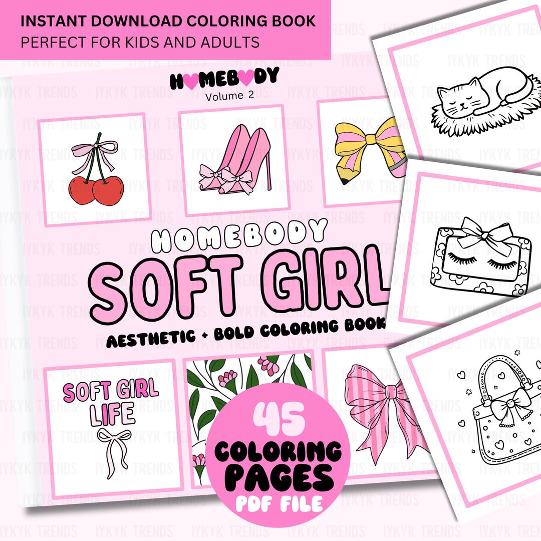 Soft Girl Girly Coloring Pages | Printable PDF Girly Aesthetic Coloring ...