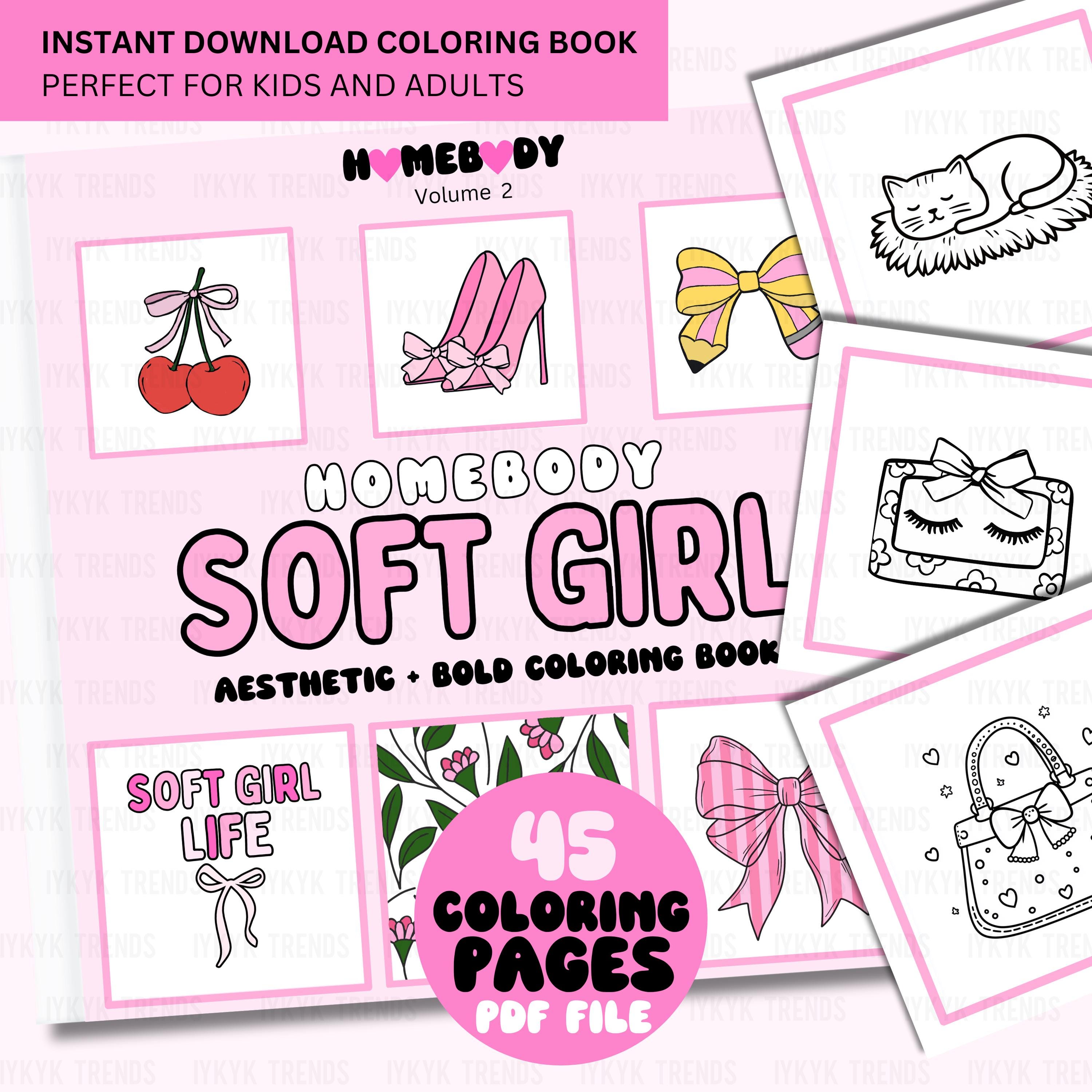 Soft Girl Girly Coloring Pages | Printable PDF Girly Aesthetic Coloring ...