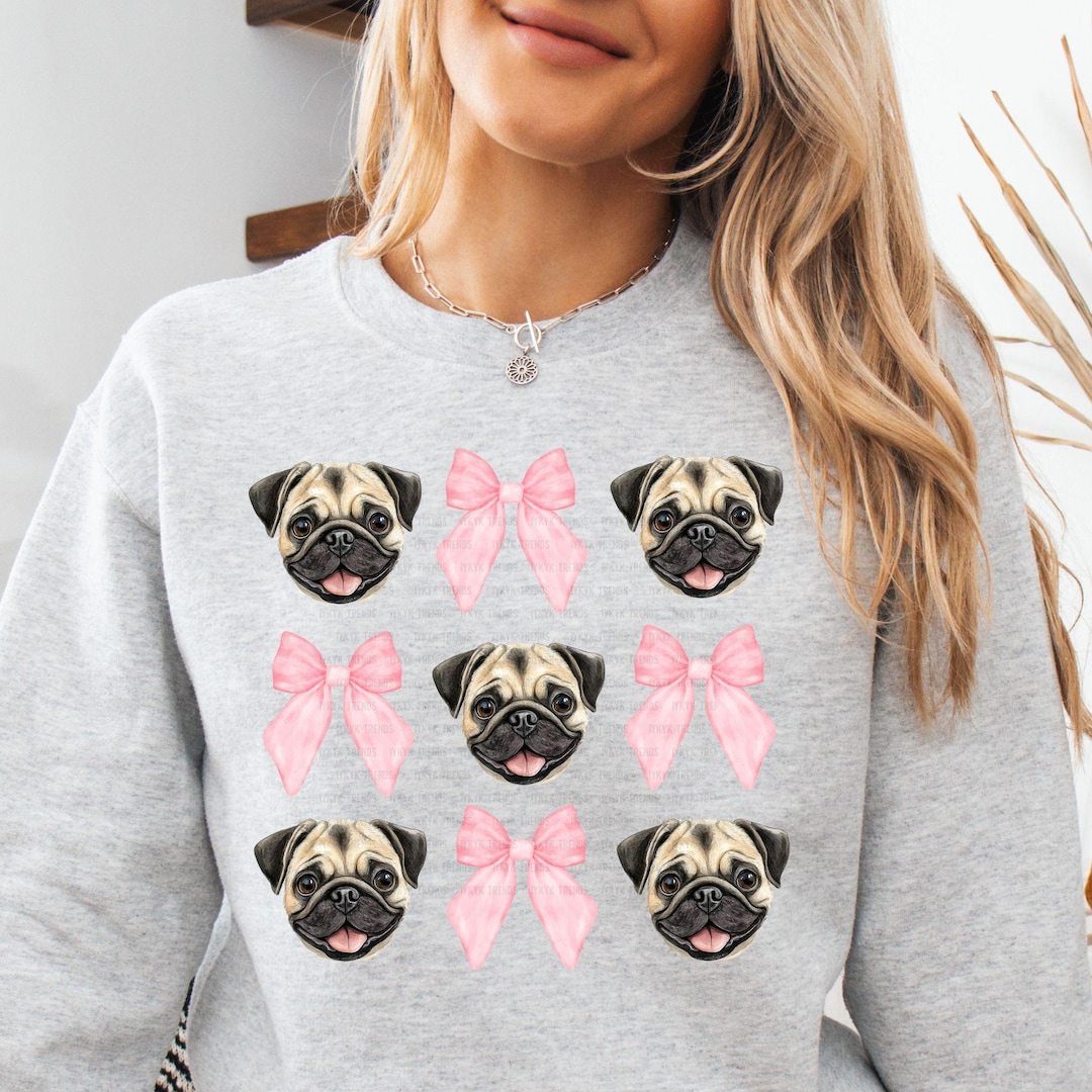 Coquette Pug PNG | Cute Pug Shirt Design | Pug Clipart | Pug Lover Gift ...