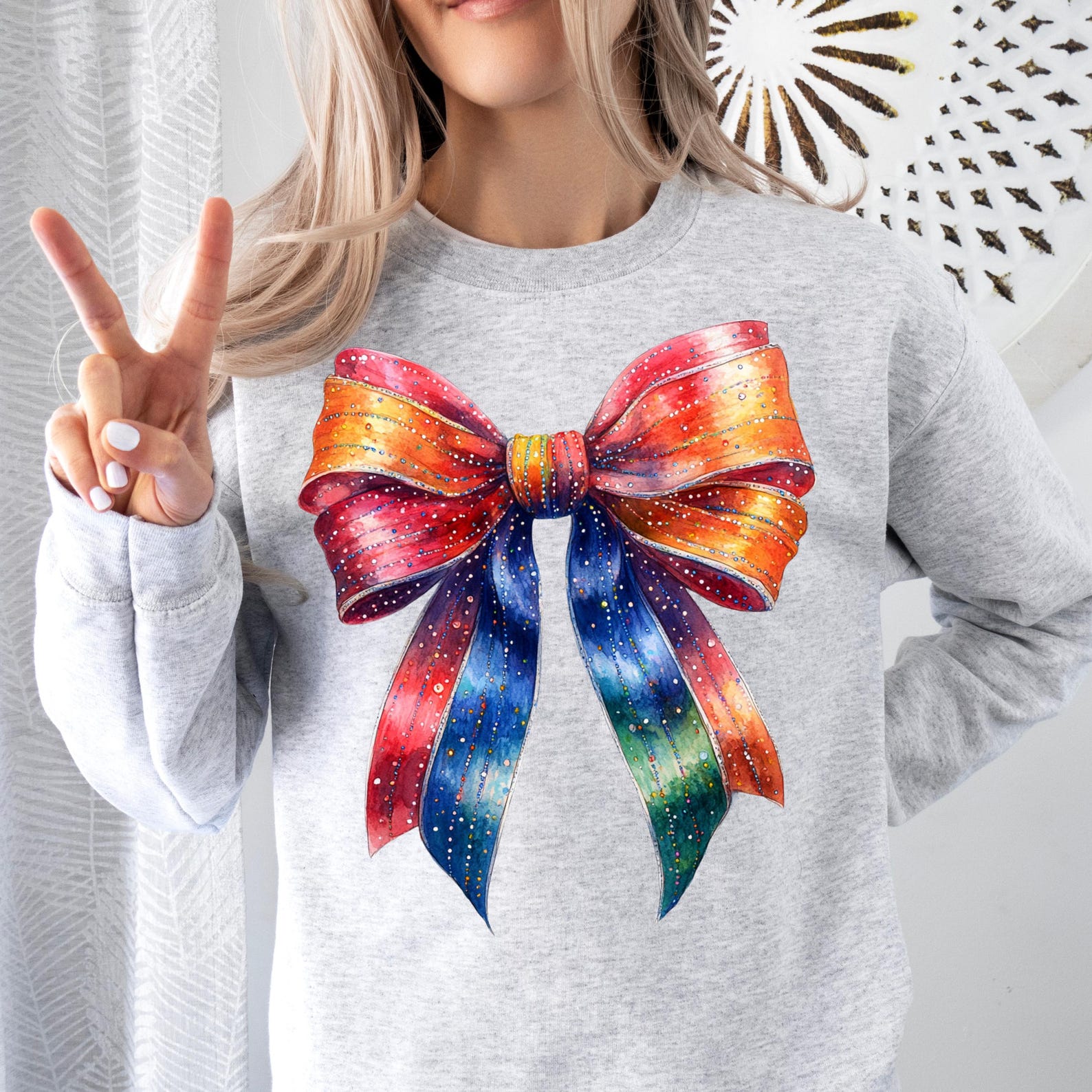 Watercolor Rainbow Coquette Bow Png | Multicolored Bow | Colorful Bow ...