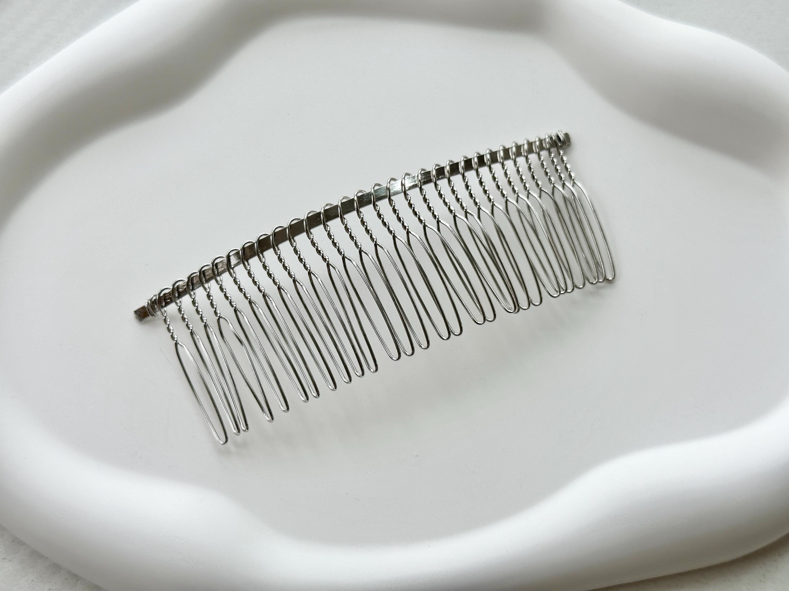 Silver Metal Comb,diy Bridal Hair Comb,metal Curved Comb,30 Teeth Comb ...
